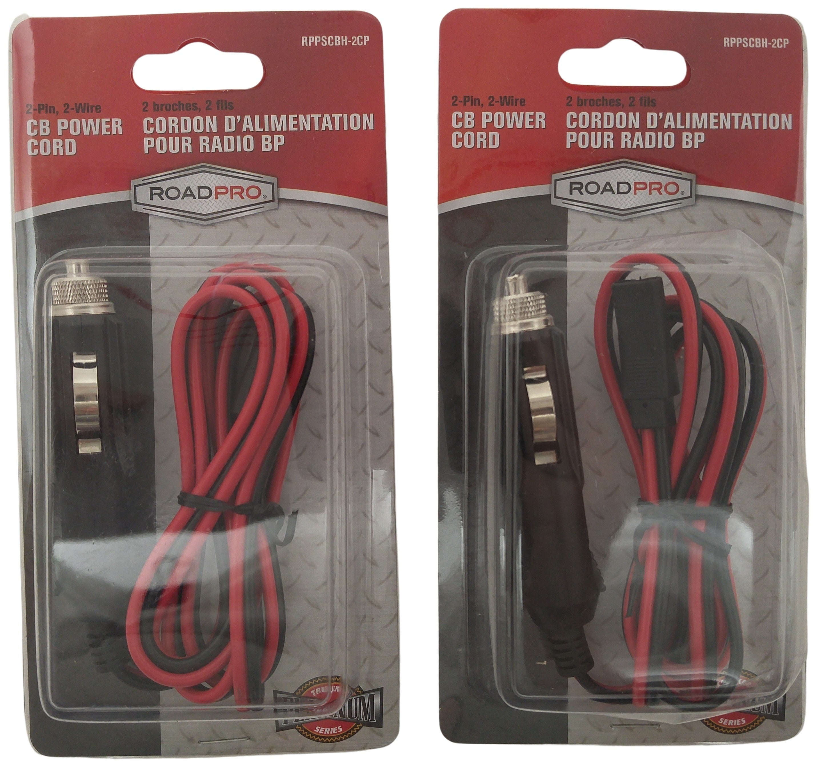 Lot of 2 RoadPro RPPSCBH-2CP 2-Pin CB Radio Replacement Power Cord ...