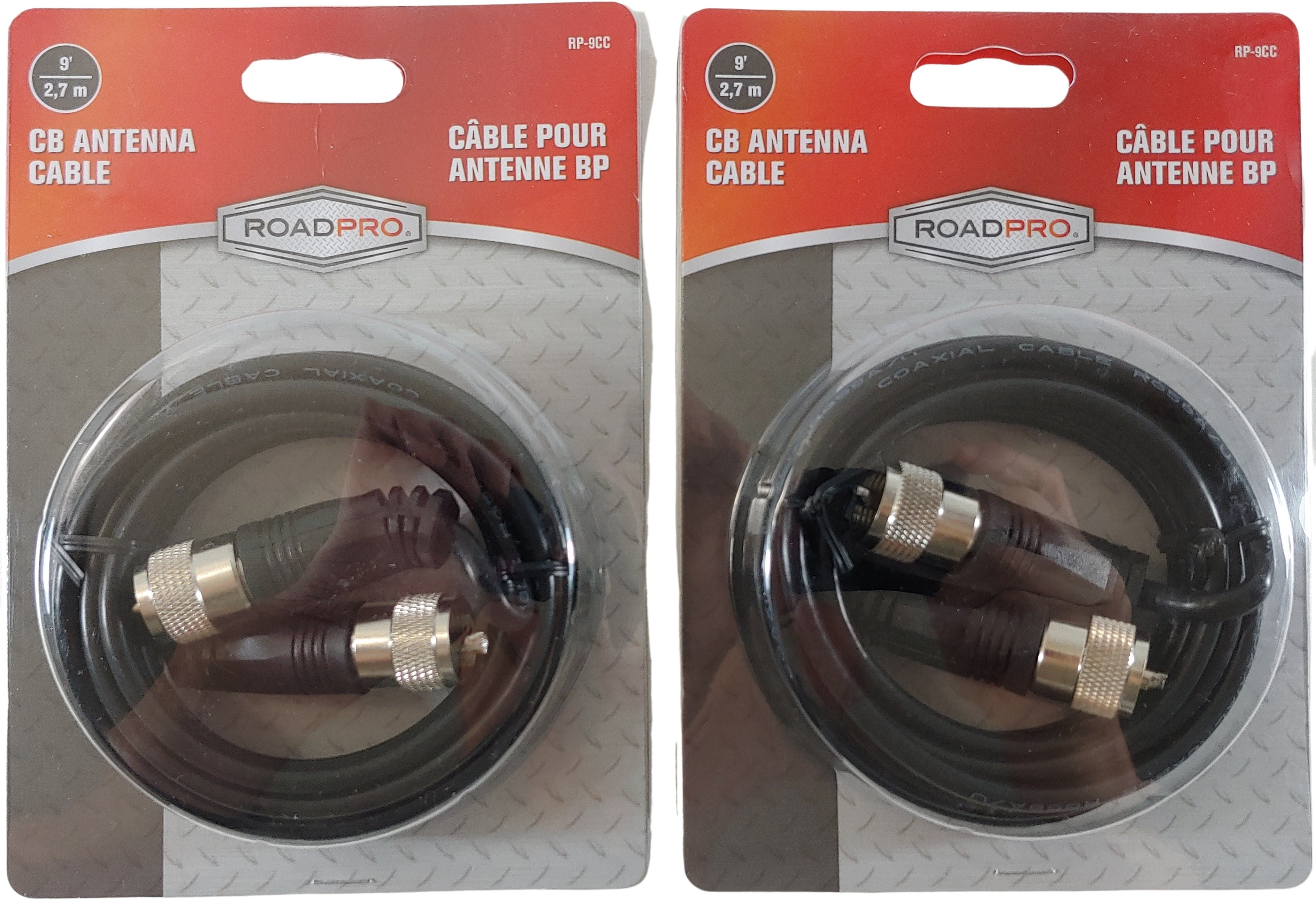 Lot of 2 Roadpro RP-9CC 9 Foot RG58 A/U CB/HAM Radio Antenna Coaxial ...