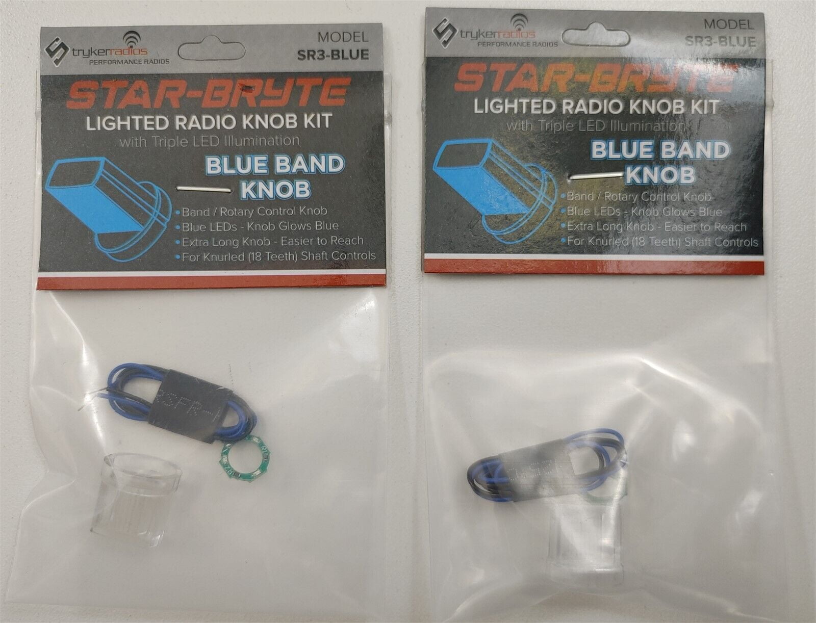 Lot of 2 Strykerradios SR3-BLUE Star-Bryte Lighted Radio Knob Kit w ...
