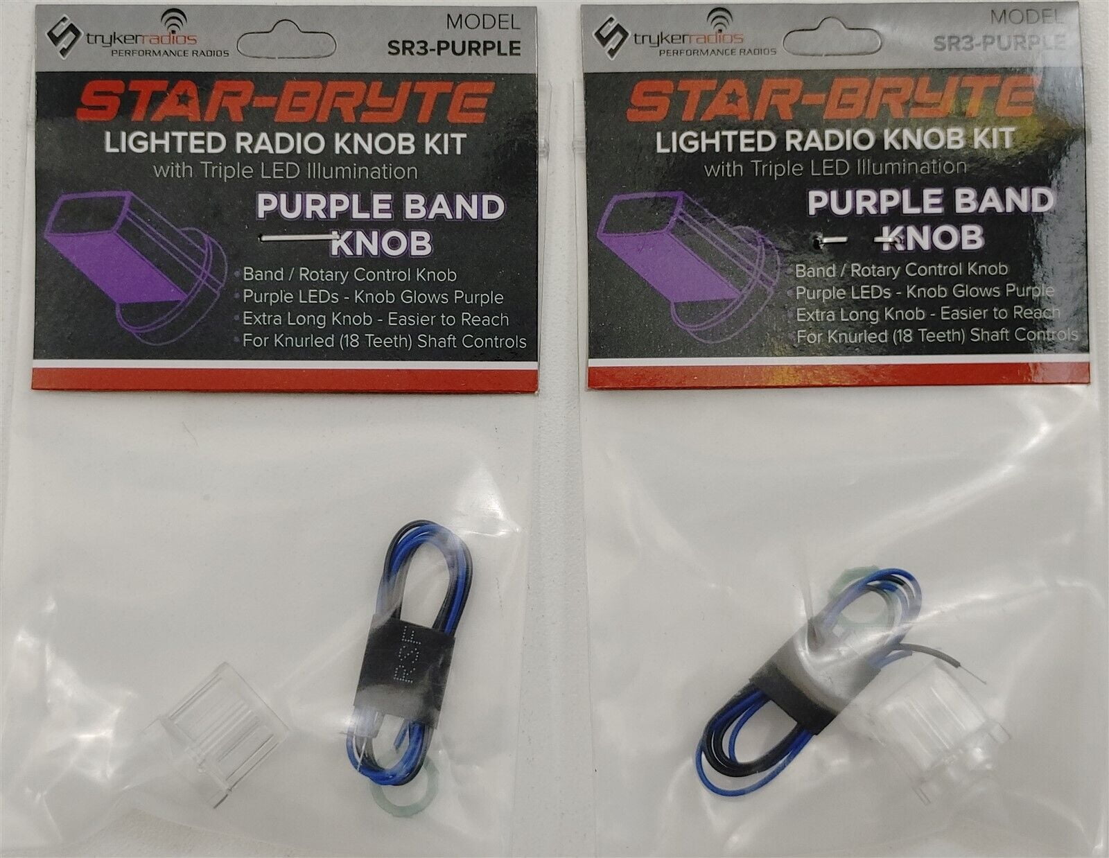 Lot of 2 Strykerradios SR3-PURPLE Star-Bryte Lighted Radio Knob Kit w ...