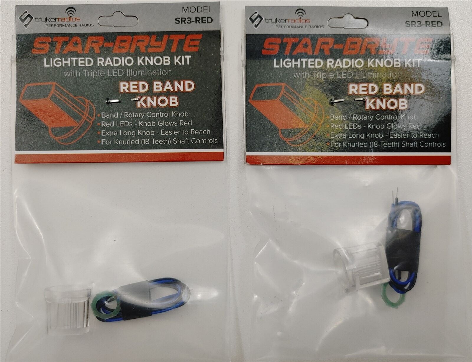 Lot of 2 Strykerradios SR3-RED Star-Bryte Lighted Radio Knob Kit w ...
