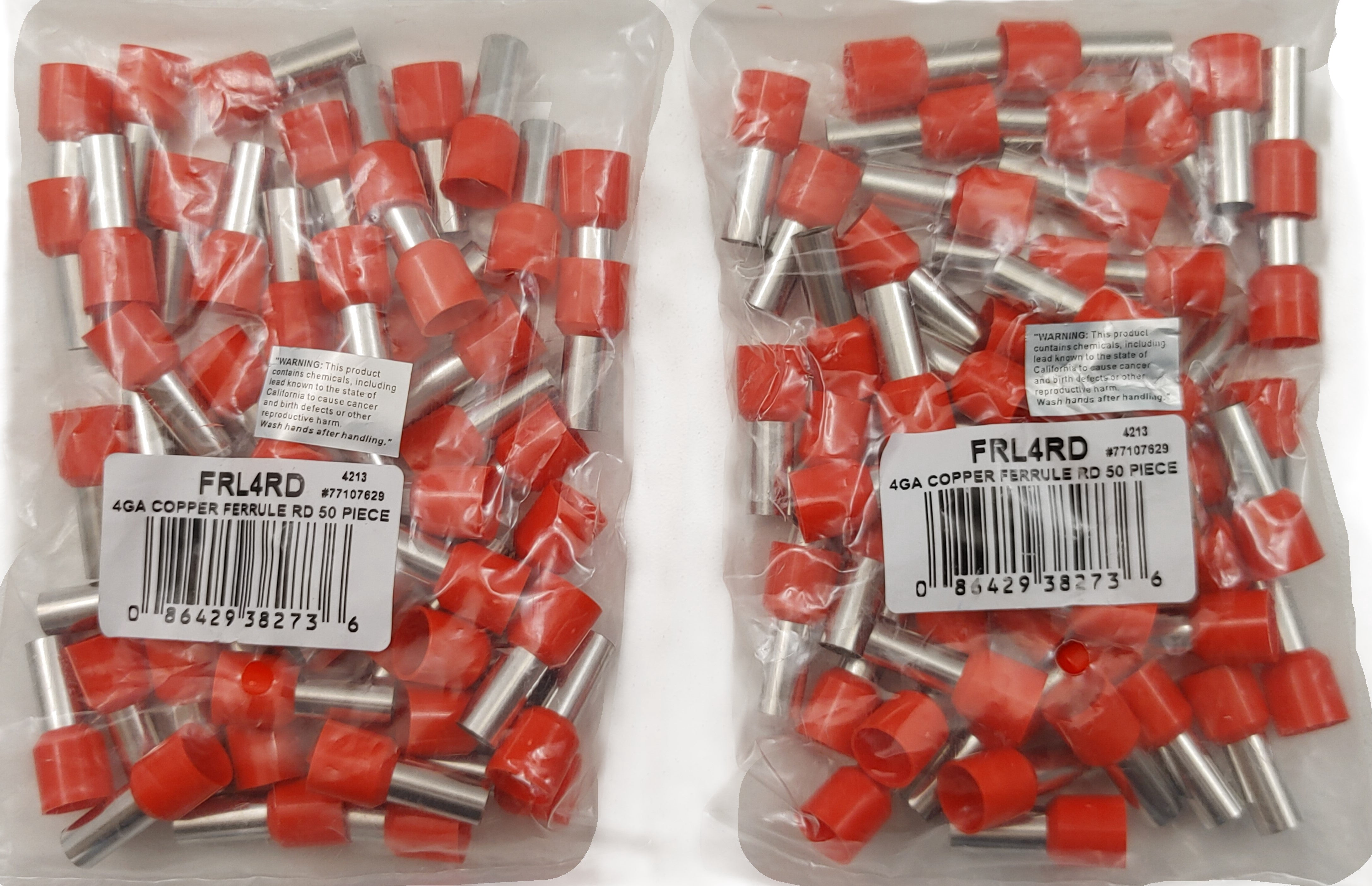 Lot of 2 The Install Bay FRL4RD Red Barrel 4 AWG Copper Ferrules - 50 ...