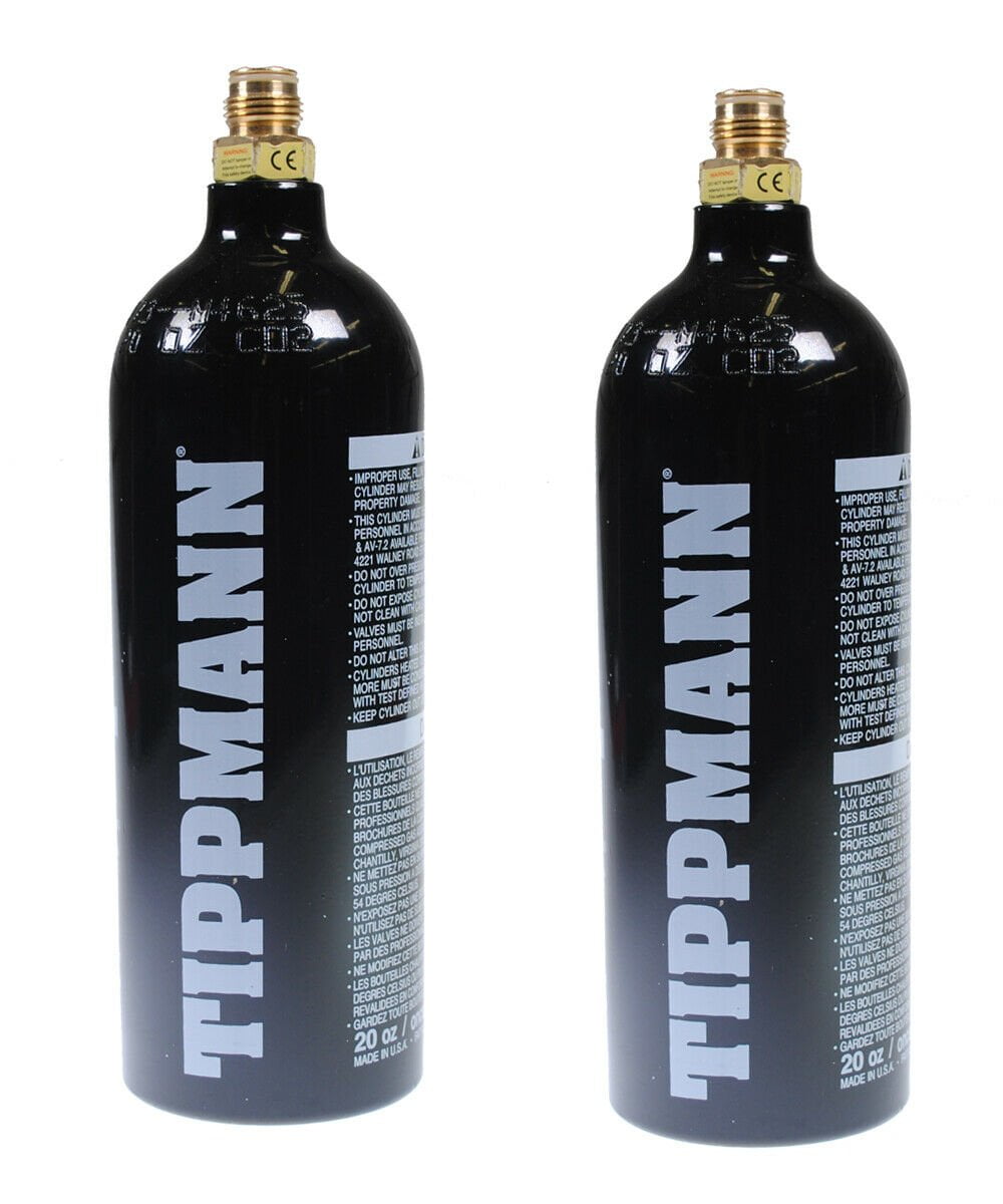 Lot of 2 - Tippmann 20oz Steel CO2 Paintball Tank 20 OZ with Pin Valve ...