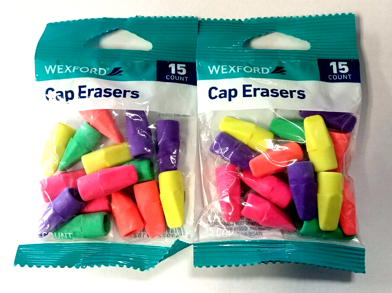 Lot of 2 - Wexford Cap Neon Erasers 15 Count (30 erasers total ...