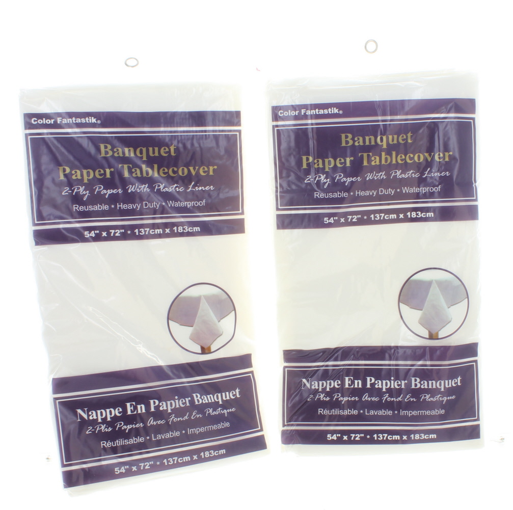 Lot of 2 White Paper 54" x 72" Tablecovers 2-Ply w/Plastic Liner ...
