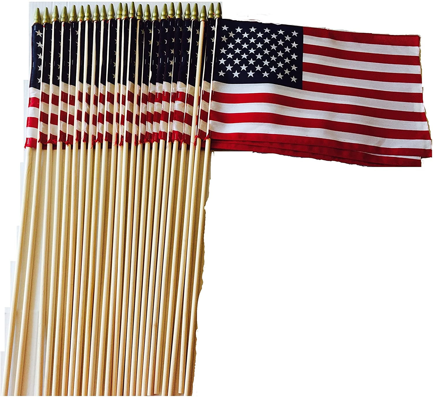 Lot of -24-12x18 Inch US American Hand Held Classroom School Gravemarker Stick Flags Sewn Edges ...