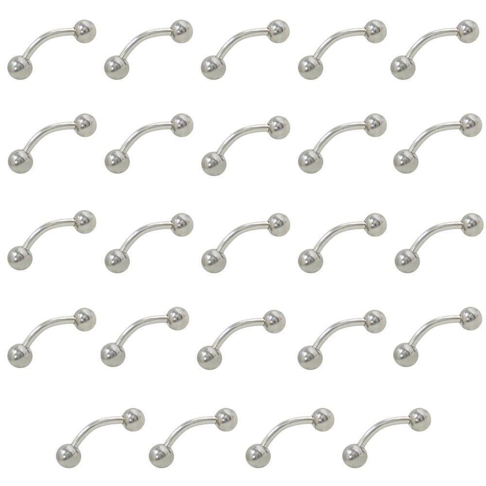 Lot of 24 Eyebrow Lip Piercing Curved Barbell - 14g or 16g - 316L ...