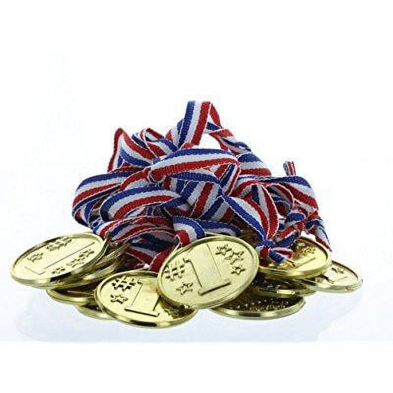 Lot of 24 Plastic 1st Place Gold Winner Medals Award Ribbons Party ...