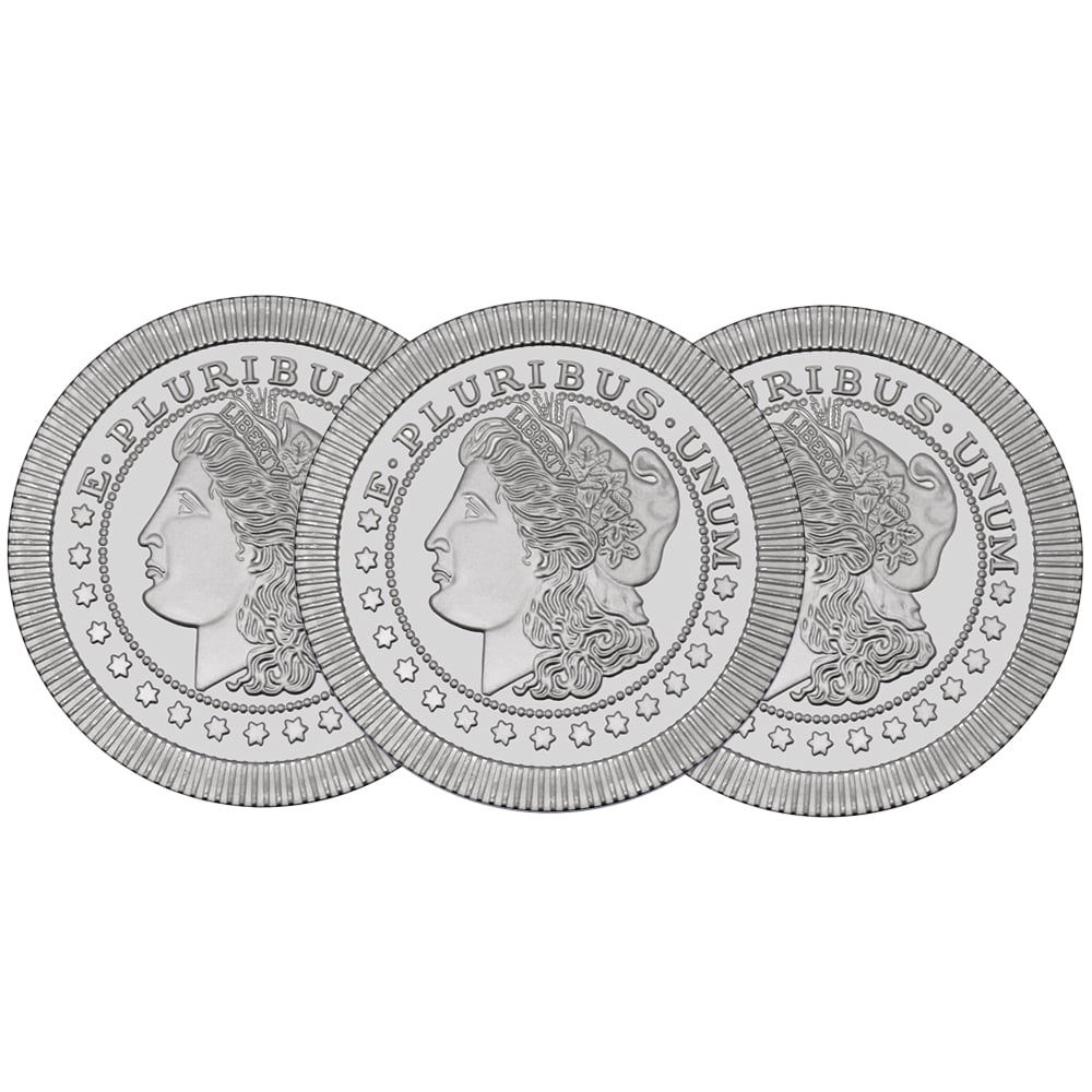 3-Pack 1 Troy oz Morgan Stackable .999 Fine Silver Rounds, Ungraded ...