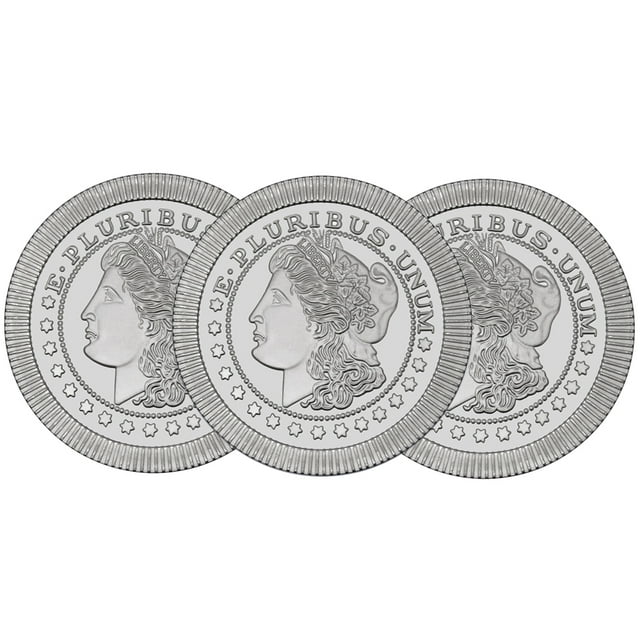 3-Pack 1 Troy oz Morgan Stackable .999 Fine Silver Rounds, Ungraded ...