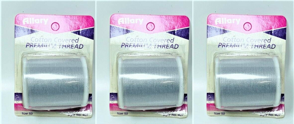Lot of 3 Allary Cotton Covered Premium Thread, Grey, Size 50 - Walmart.com