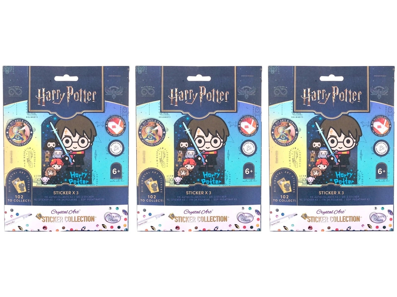 Craft Buddy Harry Potter Crystal Art Sticker Packs, 3 Assorted Stickers ...