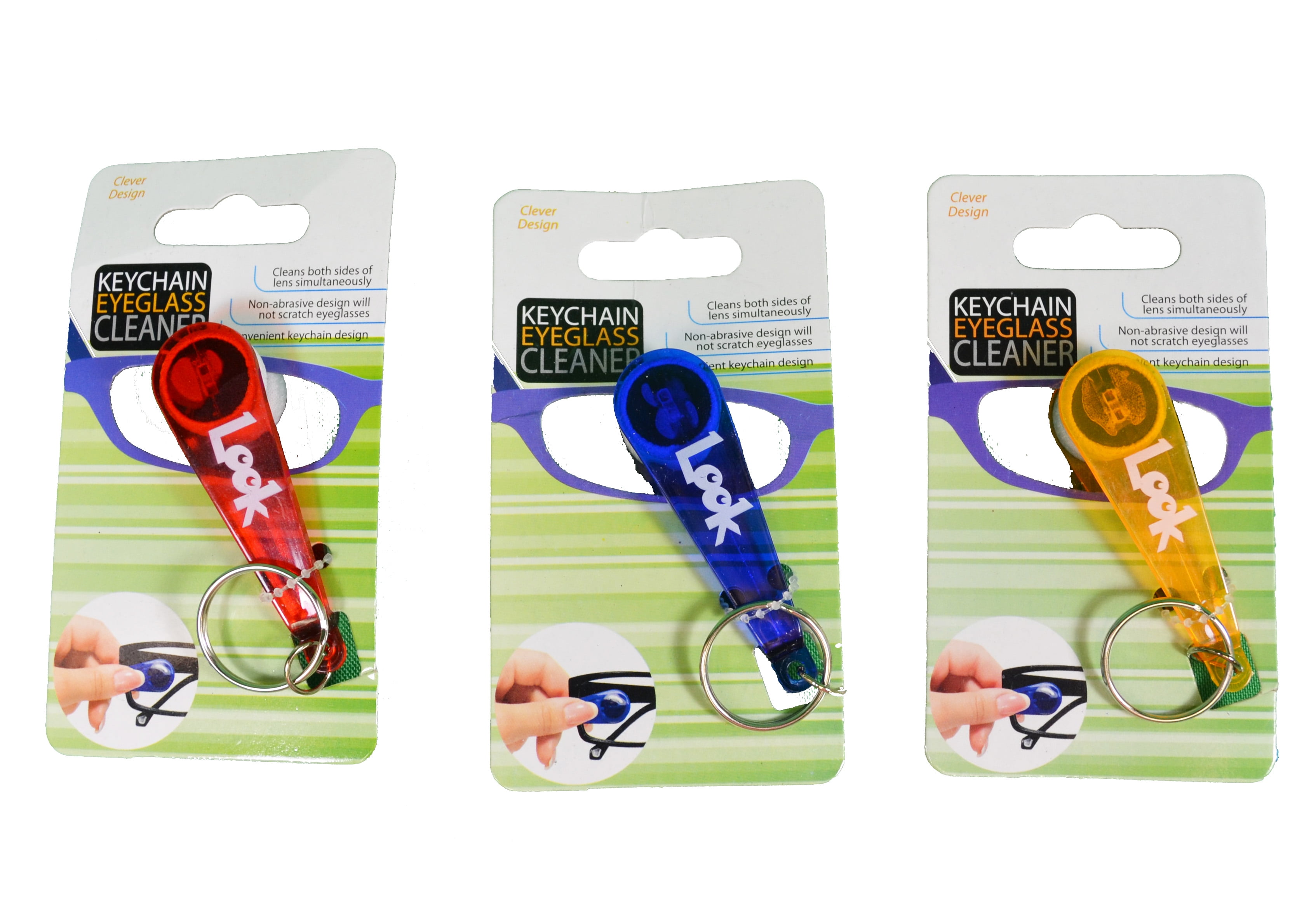 Lot of 3 Microfiber Keychain Eyeglass Swipe Cleaner Wipe Red Blue ...