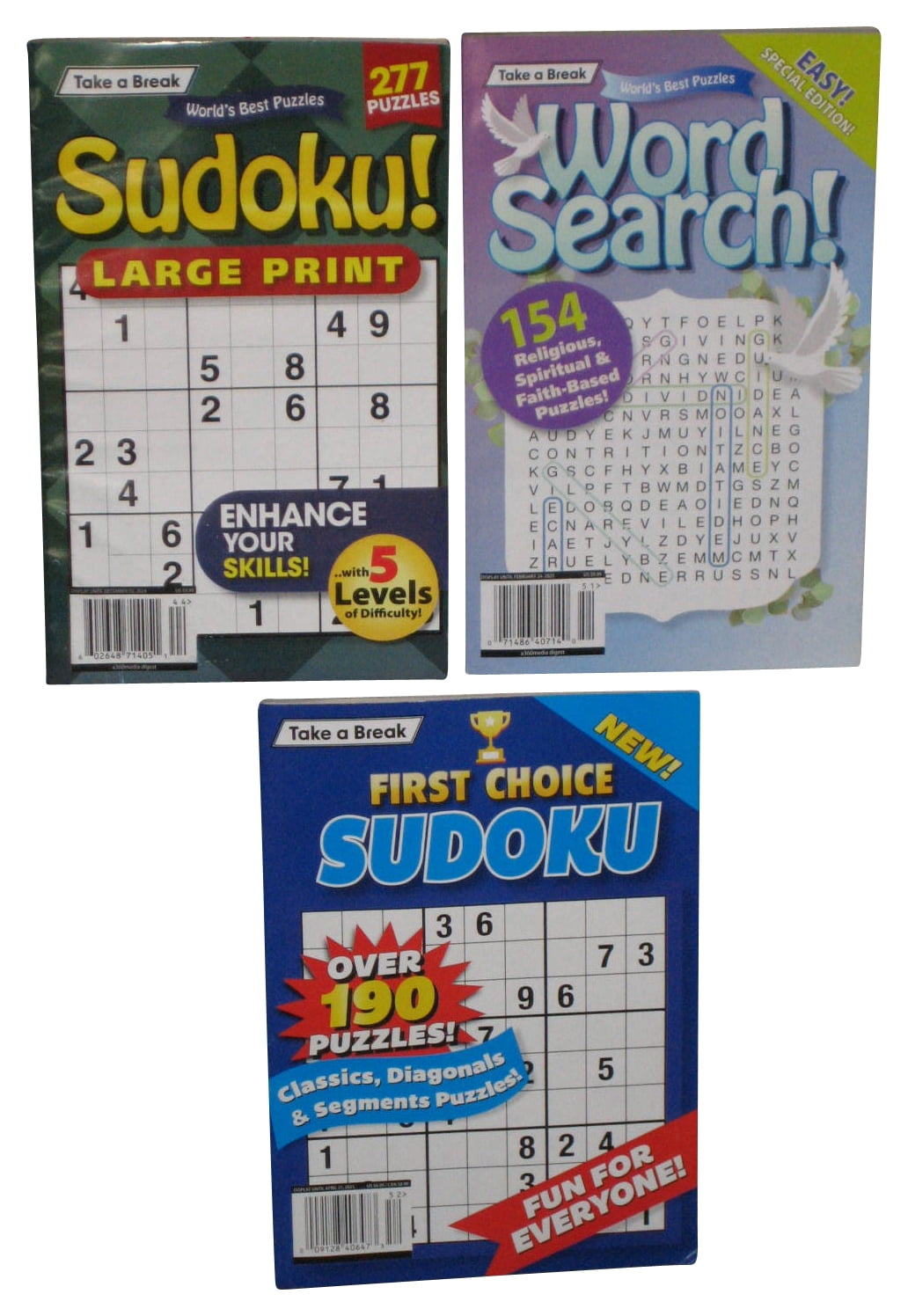 Lot of 3 Take A Break Sudoku Crossword Word Search Puzzle Books ...