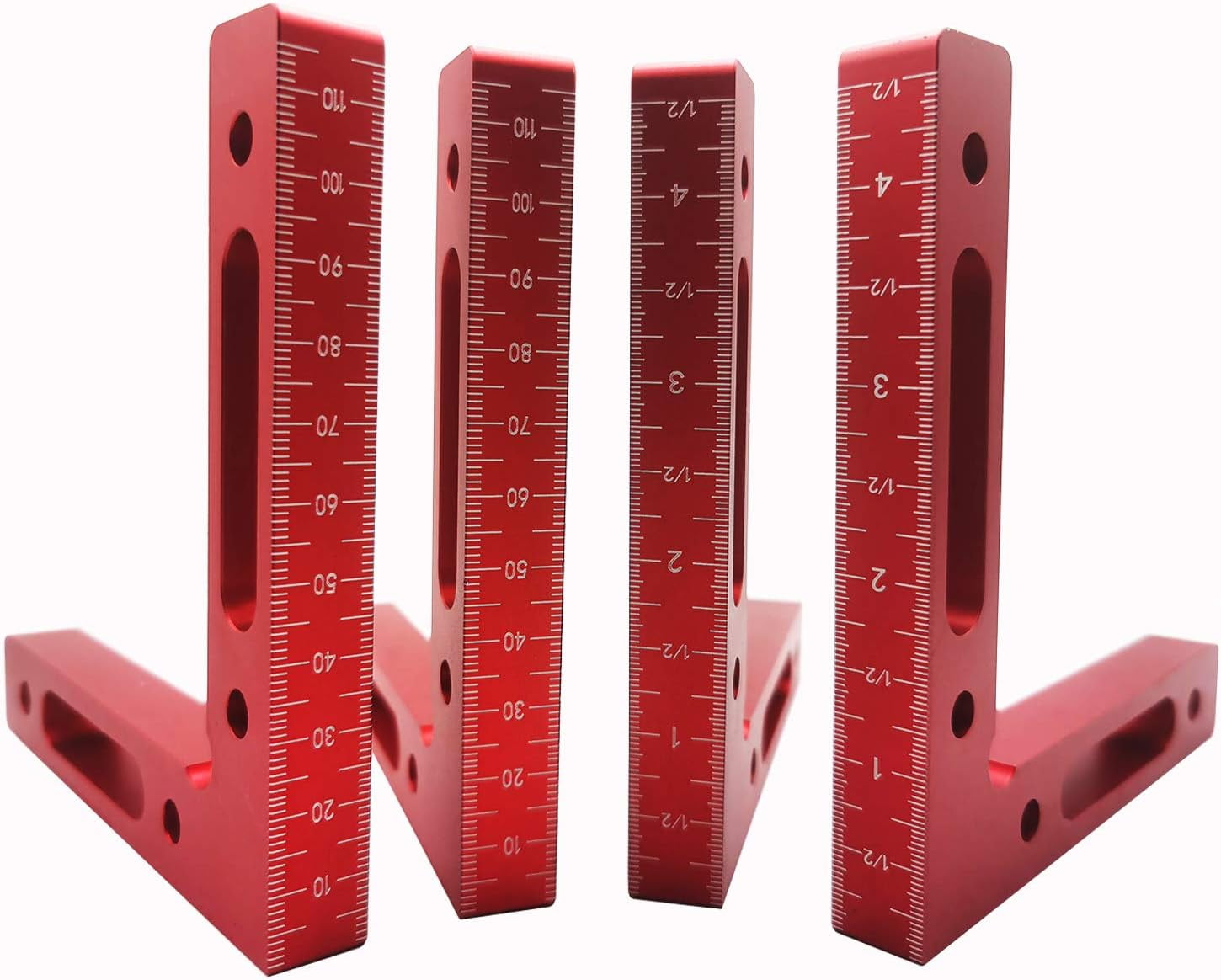 Lot of 4 90 degree positioning angles, 11.9 x 11.9 cm, made of aluminum ...
