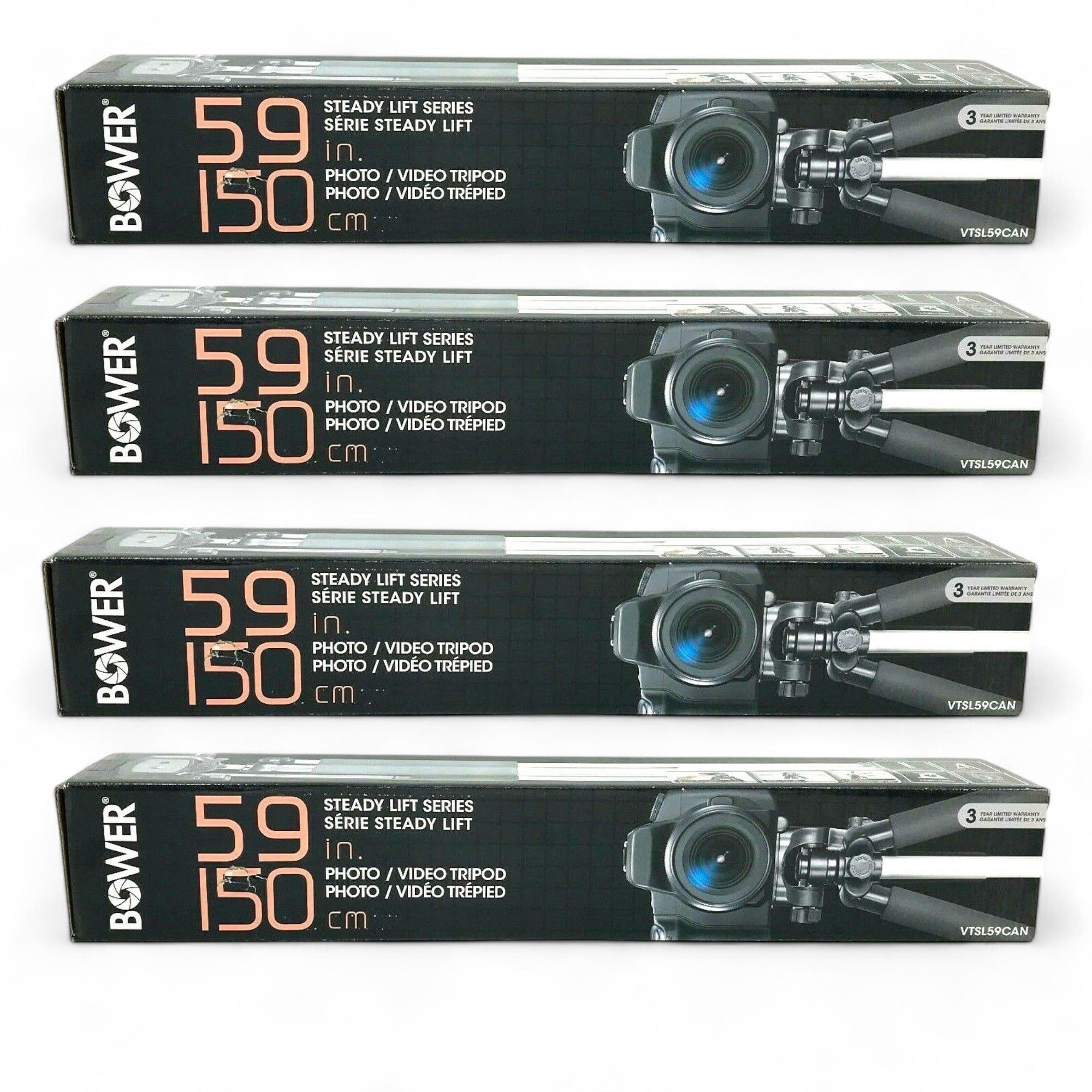 Lot of 4 Bower 59-inch Tripod VTSL59CAN Steady Lift Series Black ...