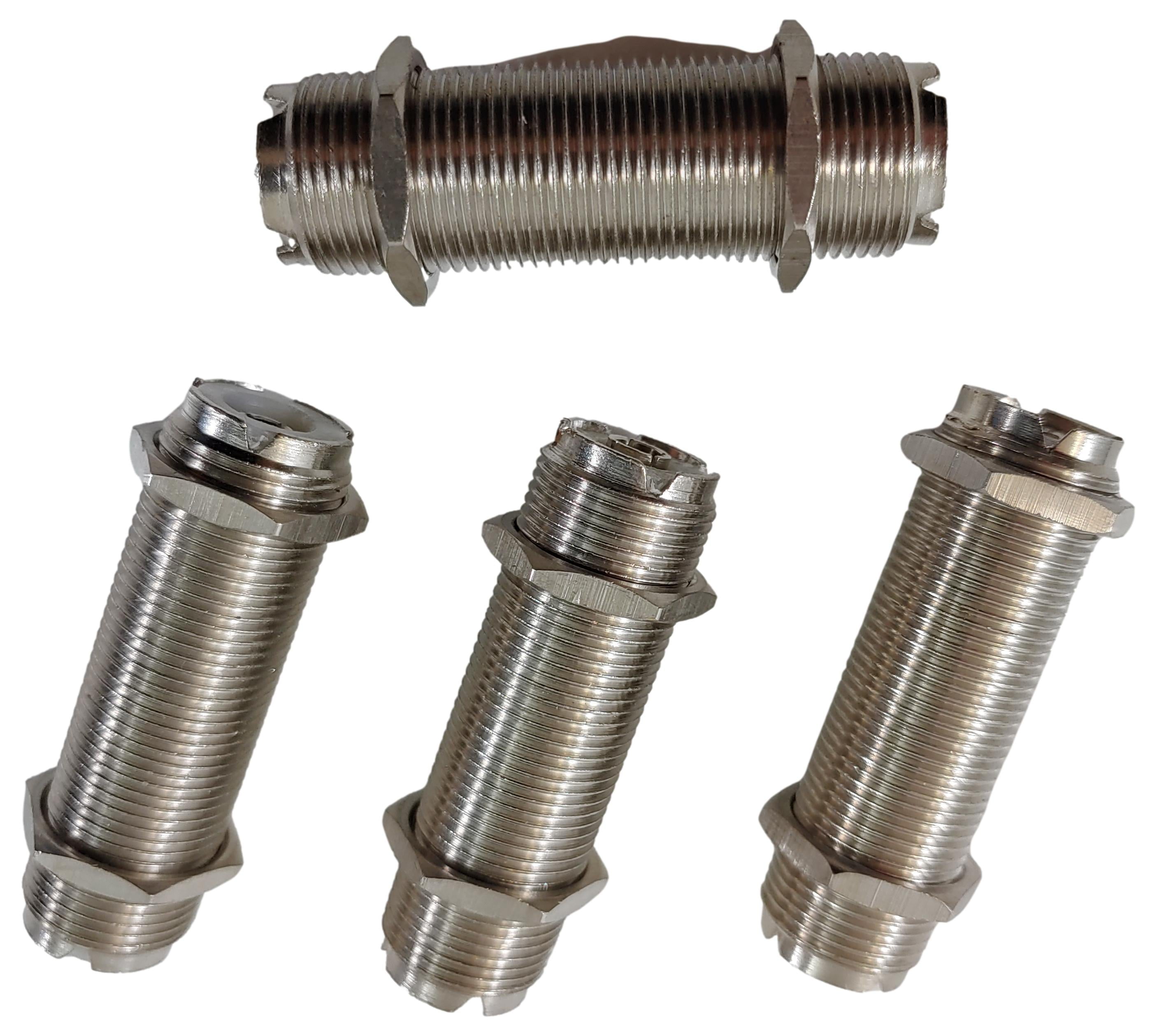 Lot of 4 Double Female SO-239 UHF Bulkhead Ham Radio Through-Wall 2 ...