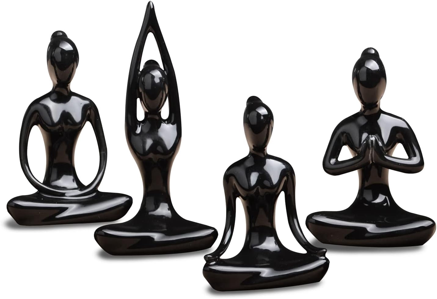 Lot of 4 Meditation Yoga Pose Statue Figurine Ceramic Yoga Figure Set ...