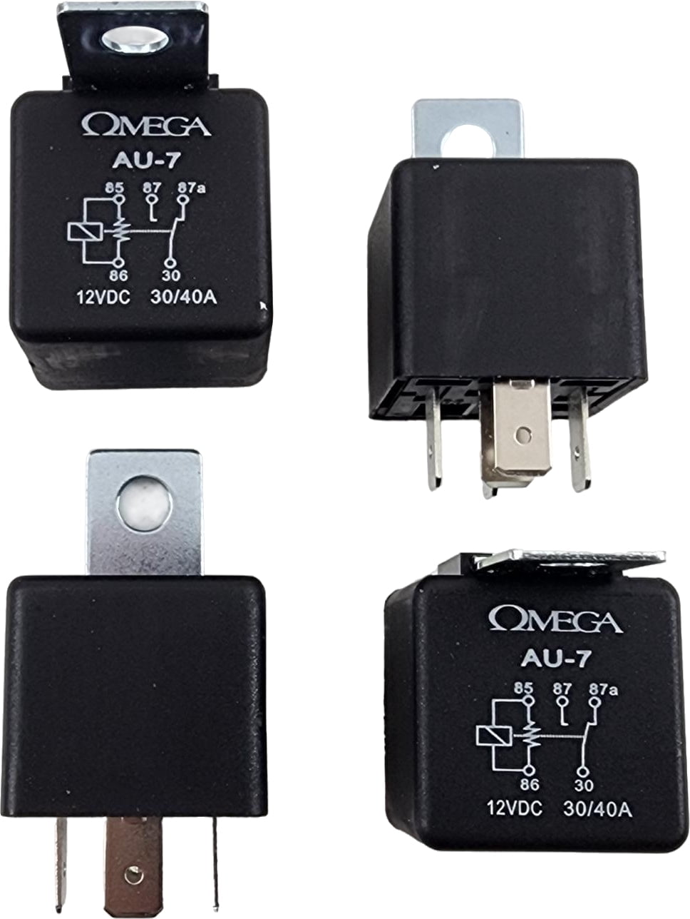 Lot of 4 Omega AU-7 SPDT Single Pole Double Throw 30 / 40 AMP 12VDC ...