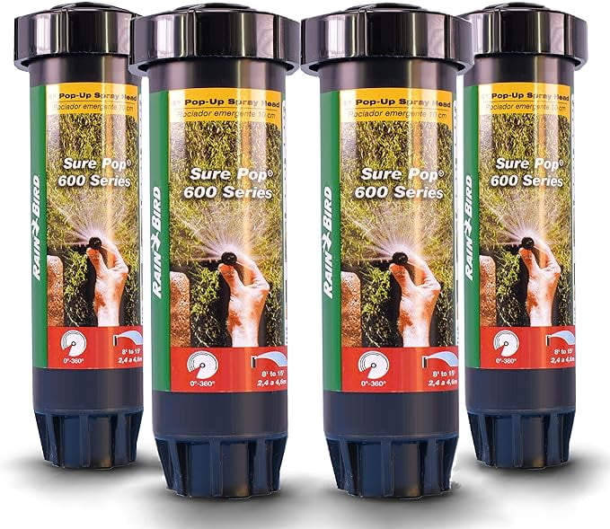 Lot of 4 Rain Bird 4" 600-Series SurePop Pop-Up Sprinklers Adjustable ...