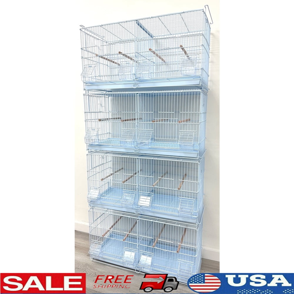Lot of 4 Stackable Double Breeding Bird Cages with Dividers Nest Box ...