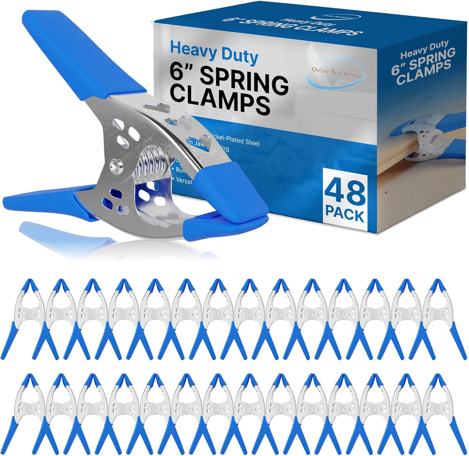 Lot of 48-6" inch Spring Clamp Large Super Heavy Duty Spring Metal Blue ...