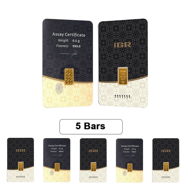 Lot of 5 - 1/2 Gram Istanbul Gold Refinery (IGR) Bar .9999 Fine (in ...