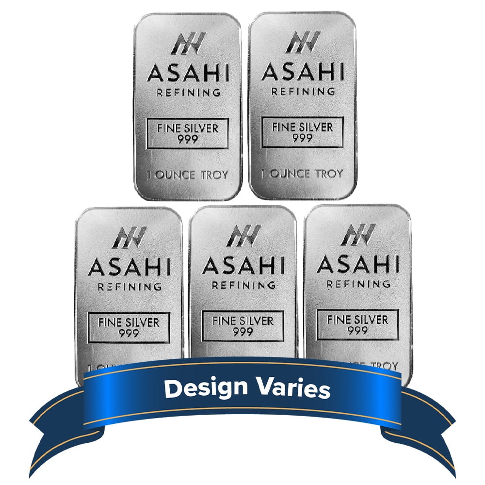 Lot of 5 - 1 oz Asahi Silver Bar .999 Fine - Walmart.com