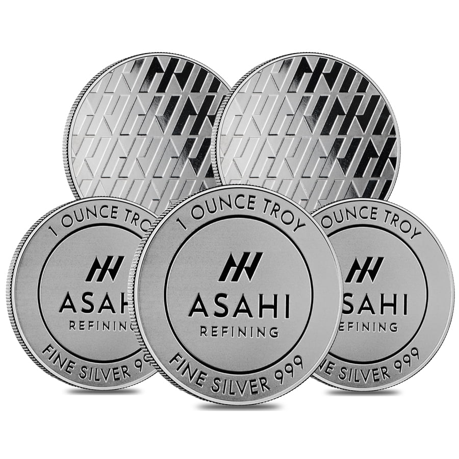Lot of 5 - 1 oz Asahi Silver Round .999 Fine - Walmart.com
