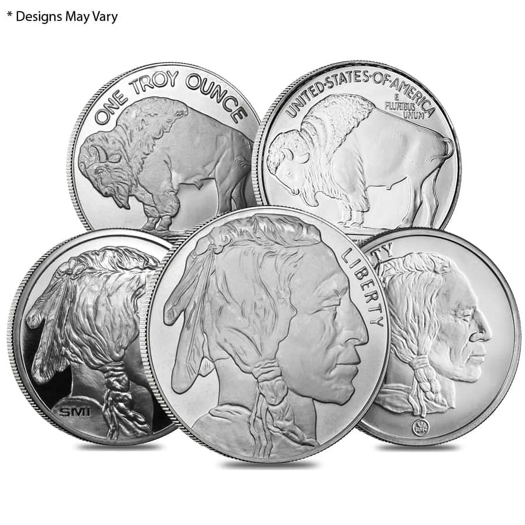Lot of 5 - 1 oz Silver Buffalo Design Generic Rounds .999 Fine ...