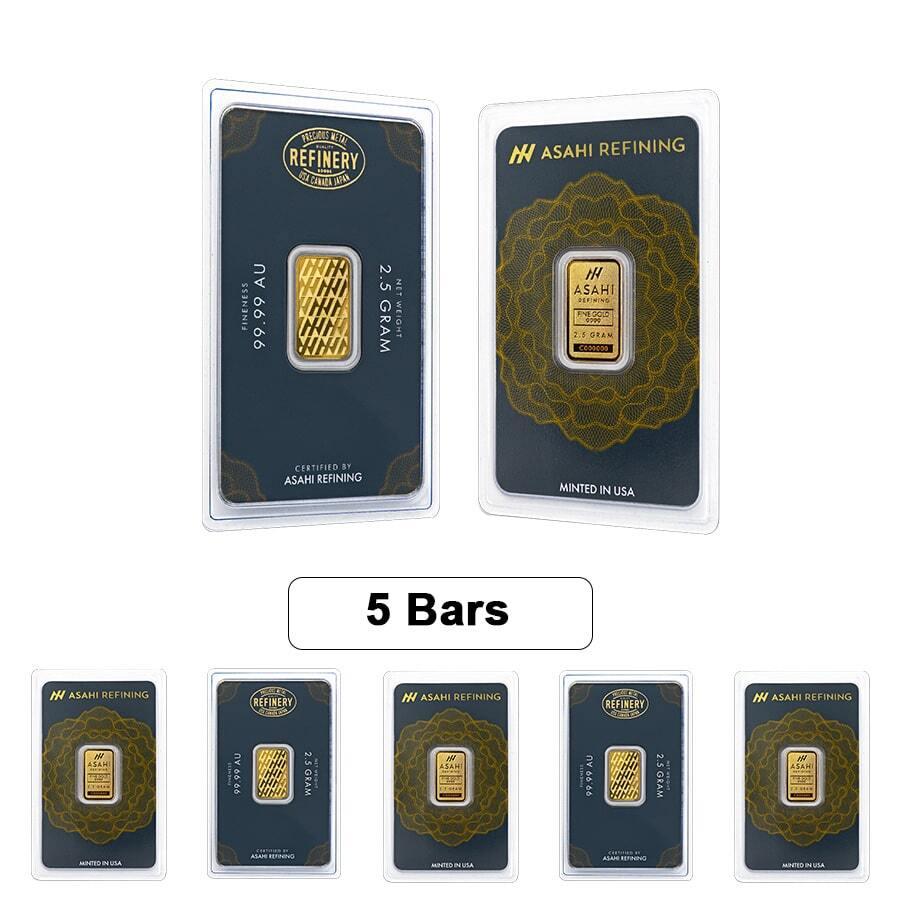 Lot of 5 - 2.5 Gram Asahi Gold Bar .9999 Fine (in Assay) - Walmart.com