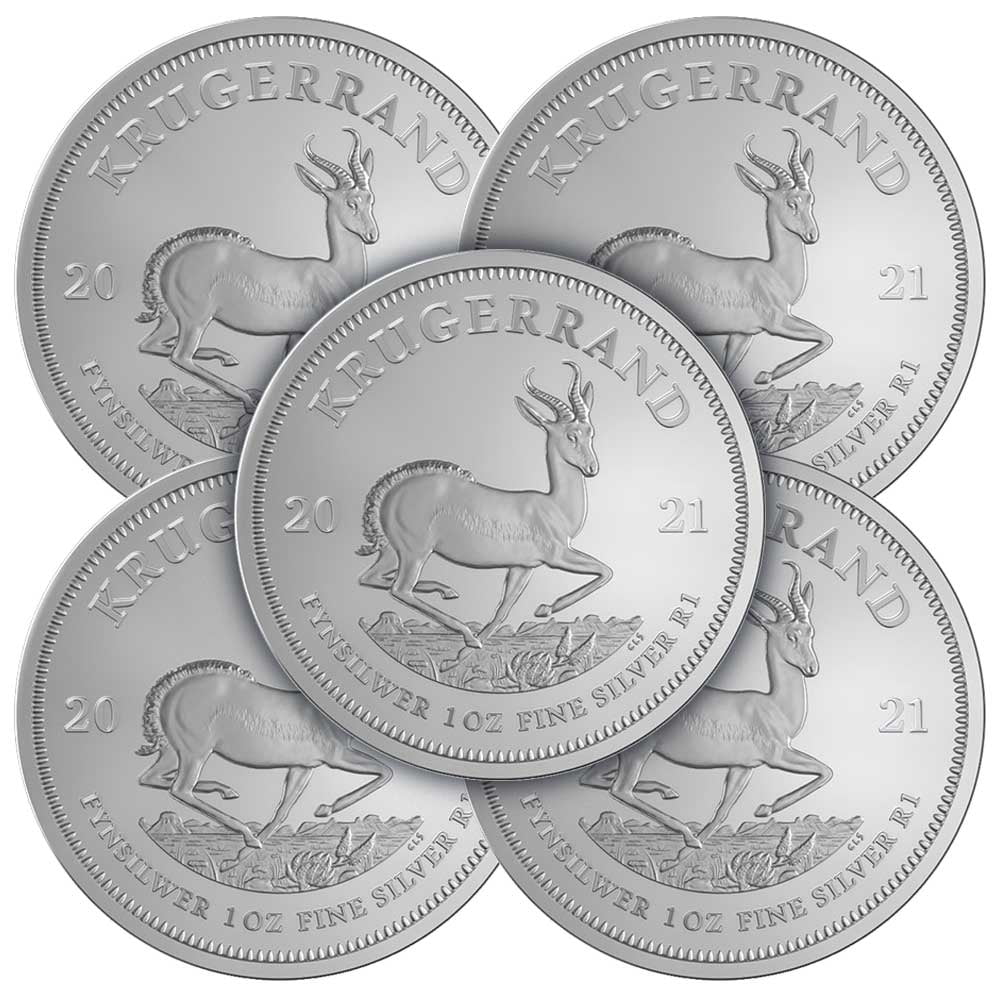 Lot of 5 - 2021 South Africa Silver Krugerrand 1 oz BU - Walmart.com