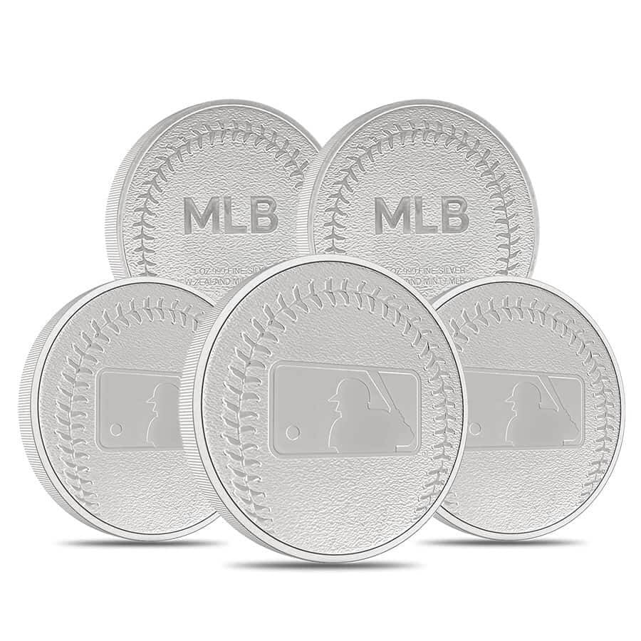 Lot of 5 - 2024 New Zealand 1 oz Major League Baseball (MLB) Silver ...