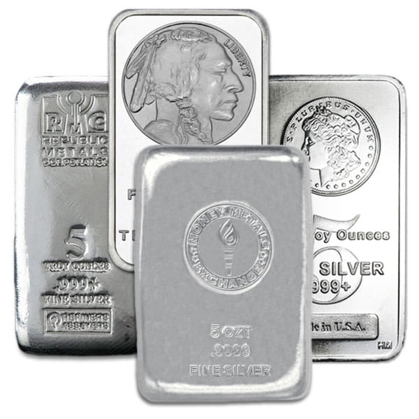 Lot of 5 - 5 Oz Silver Bars (Design Our Choice) - Walmart.com