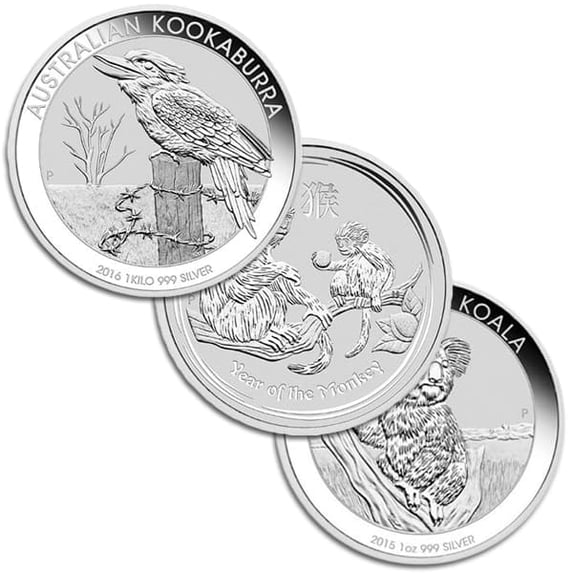 Lot of 5 - Australian 1 Kilo Silver Coins (Random Design) - Walmart.com