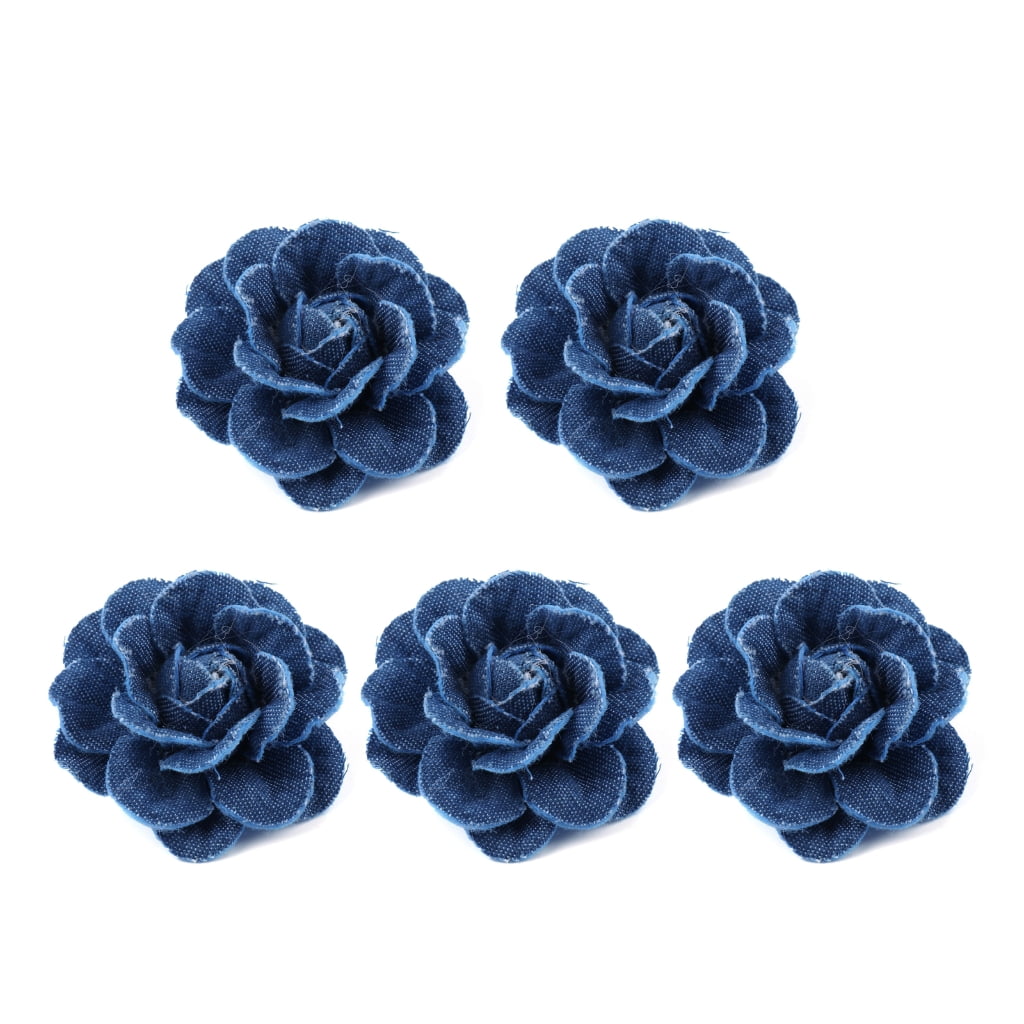 Lot of 5 Cute Denim Flowers for DIY Clothing, Hats Decoration and ...