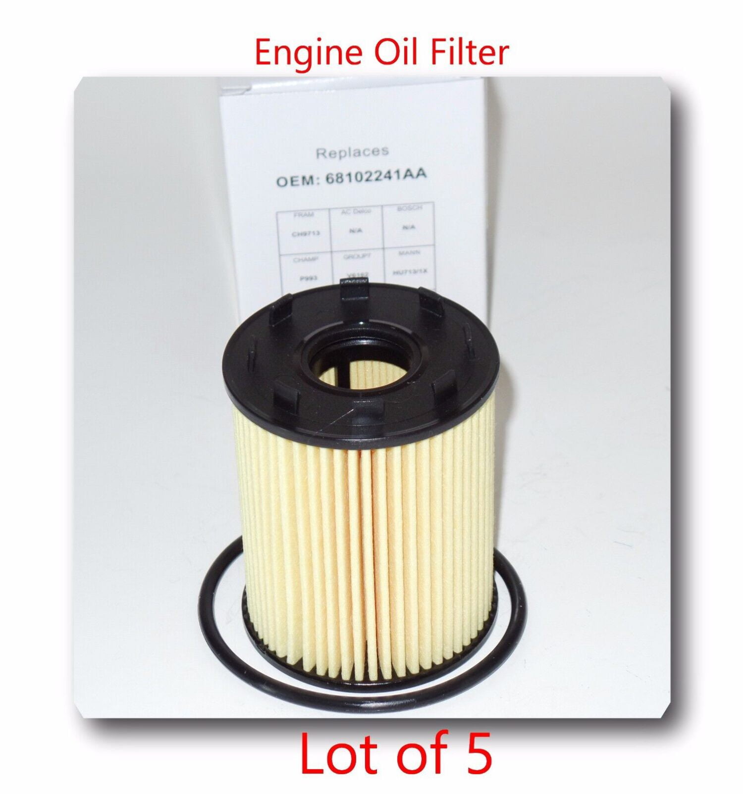 Lot of 5 Engine Oil Filter 68102241AA Fits: Fiat 500 Dodge Dart Jeep ...