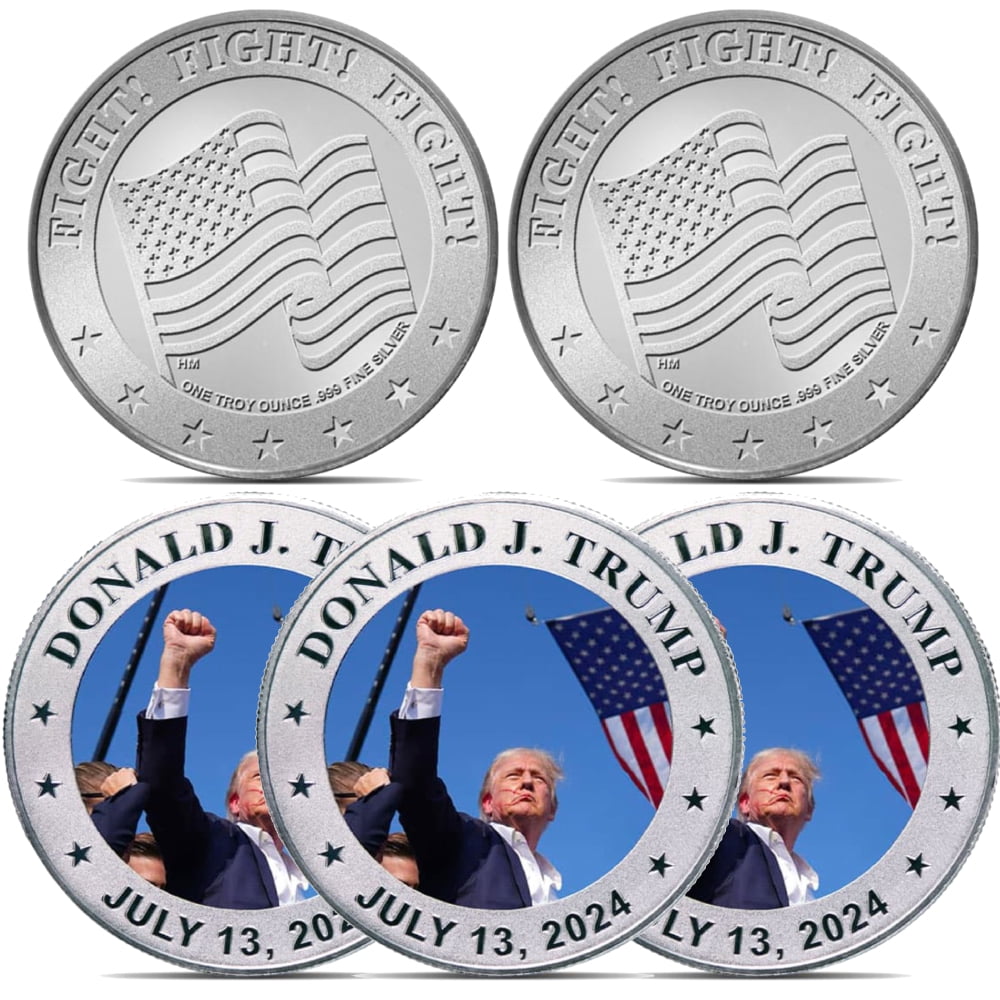 Lot of 5 - July 13th Colorized Trump Silver Round (In Air-Tite Capsule ...