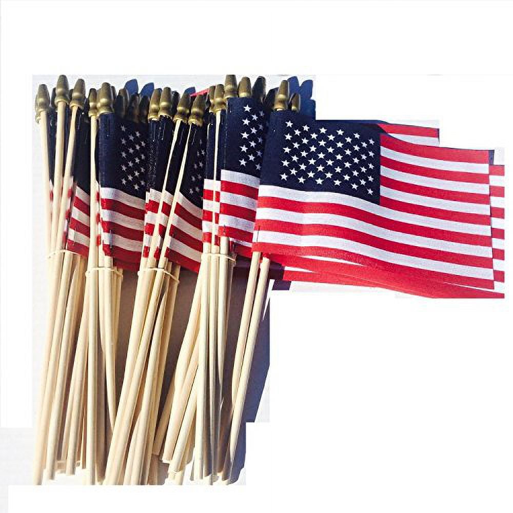 Lot of -50-4x6 Inch Double Sided US American Hand Held Stick Flags Spear Top Made in the USA ...