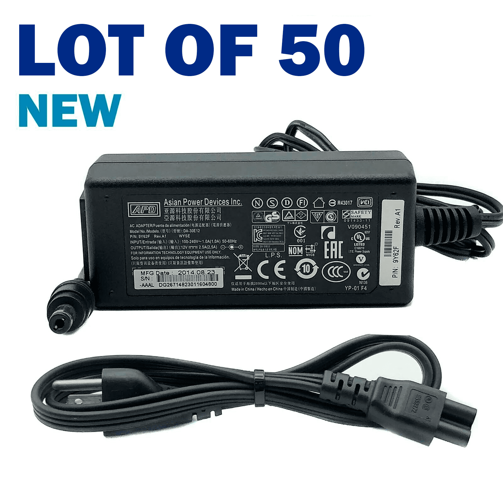 Lot of 50 NEW APD 30W AC Adapter Dell Wyse Thin Client Power Supply 12V ...