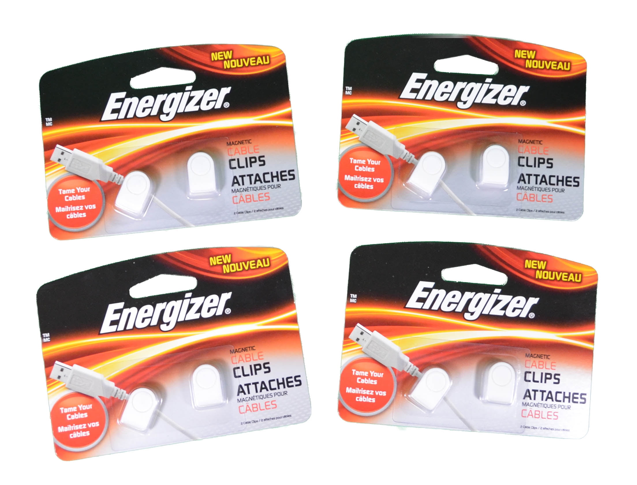 Lot of 8 Energizer Magnetic Cable ClipsWhite USB Wire Organizer (4pks ...