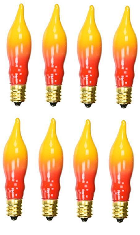 Lot of 8 Orange/Yellow Flame Candle Lamp Light Bulbs 7 watts /120 volts ...