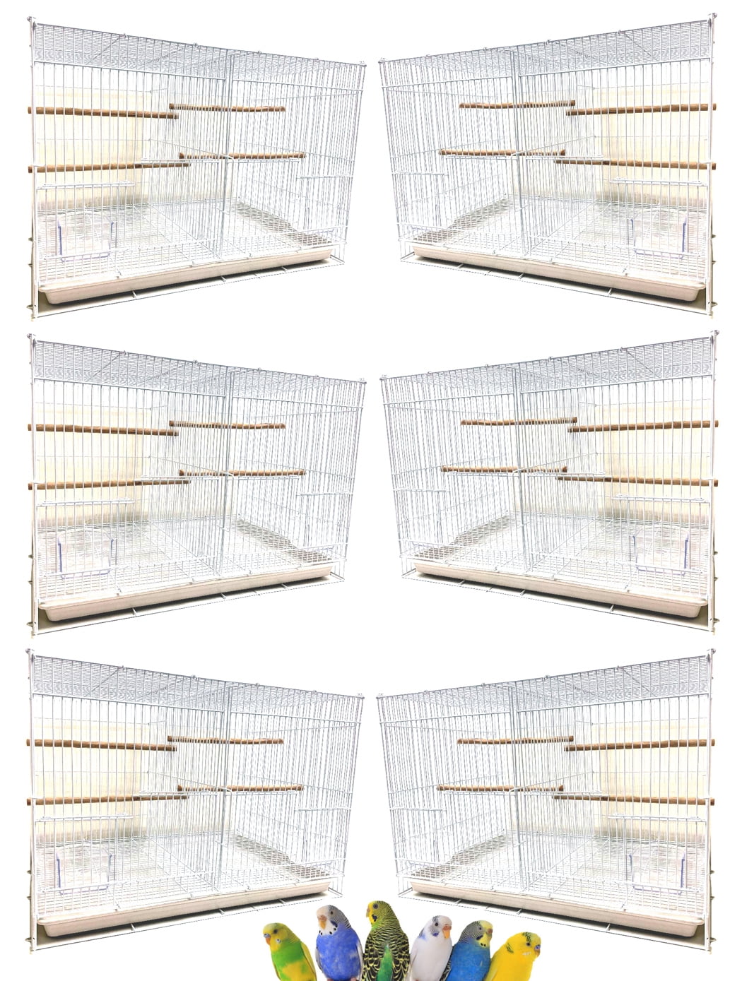Lot of Six Breeding Breeder Bird Flight Cages With Center Divider For ...