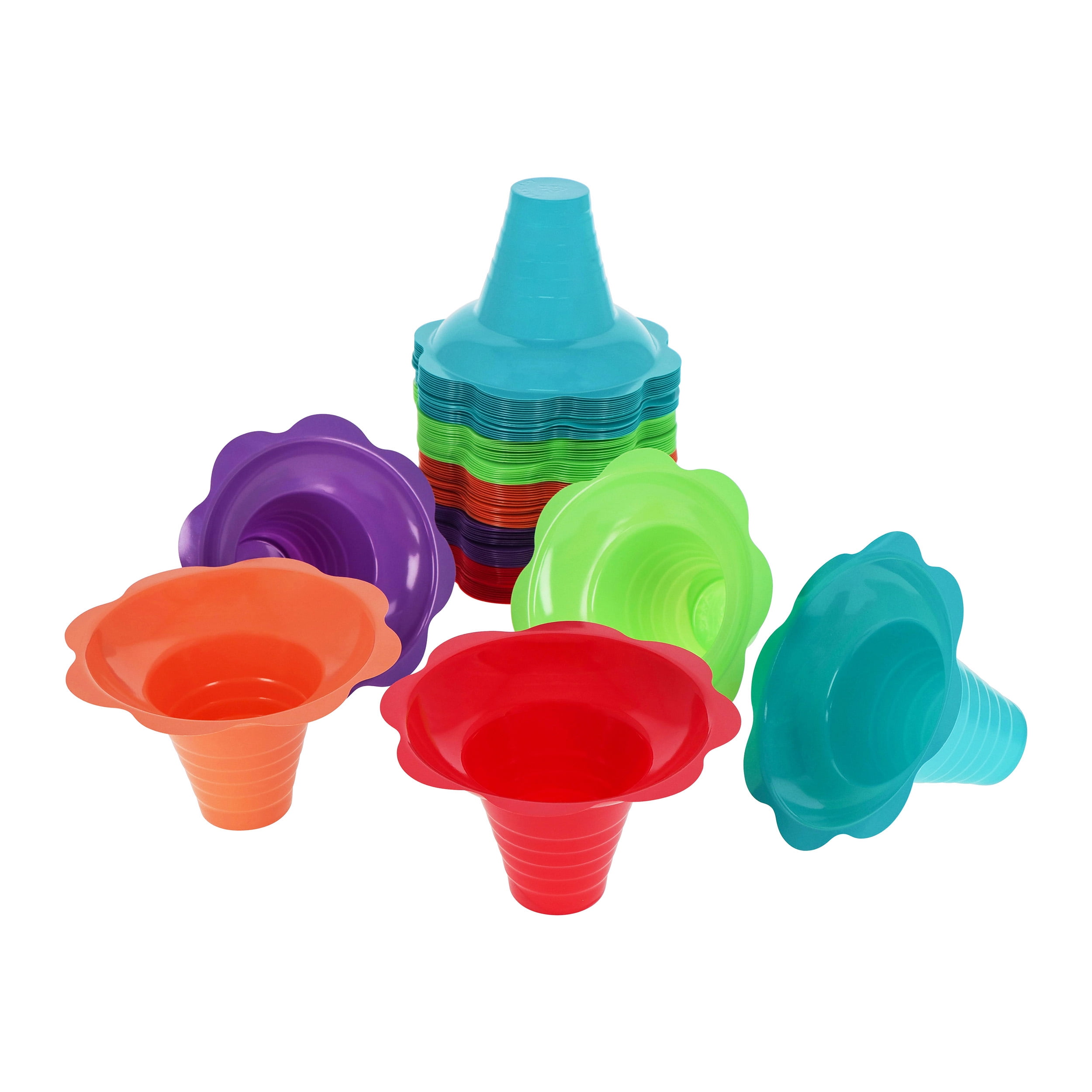Lot45 Flower Sno Cone Cups Plastic 8oz 100-Pack - Reusable, Colorful ...