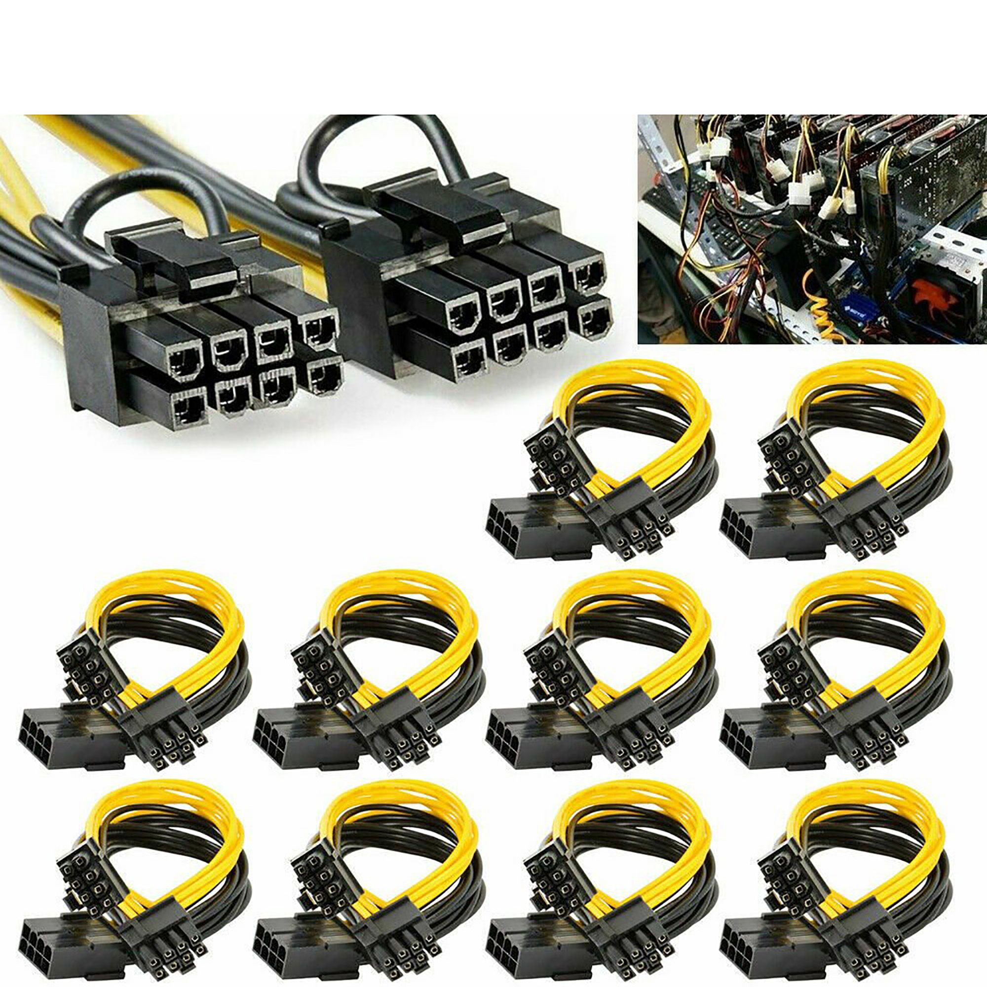 LotFancy 10 Pcs PCIE 6 pin Female to Dual PCI-E 8（6+2）pin Male GPU ...