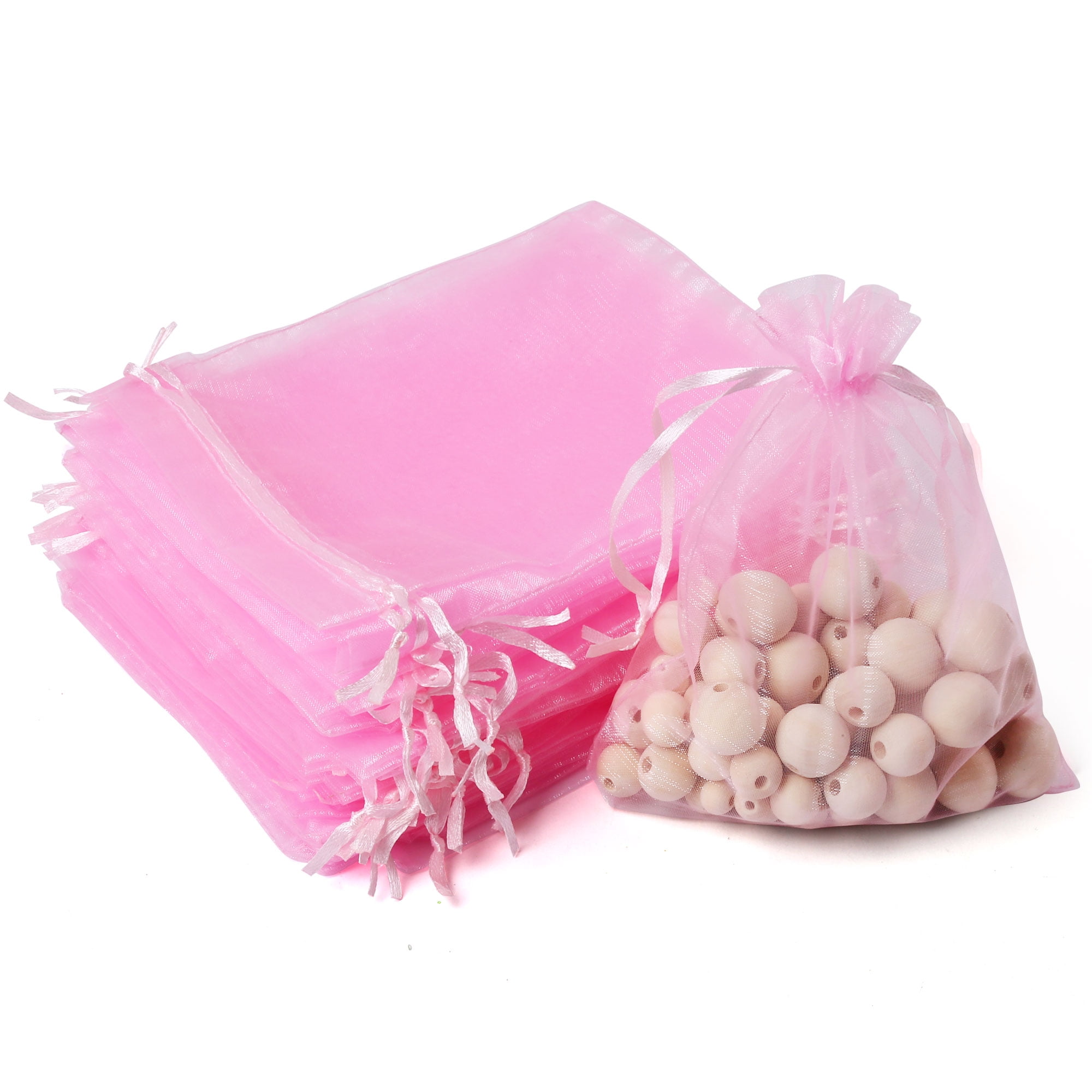 LotFancy 100Pcs Sheer Organza Bags with Drawstring for Wedding Party ...