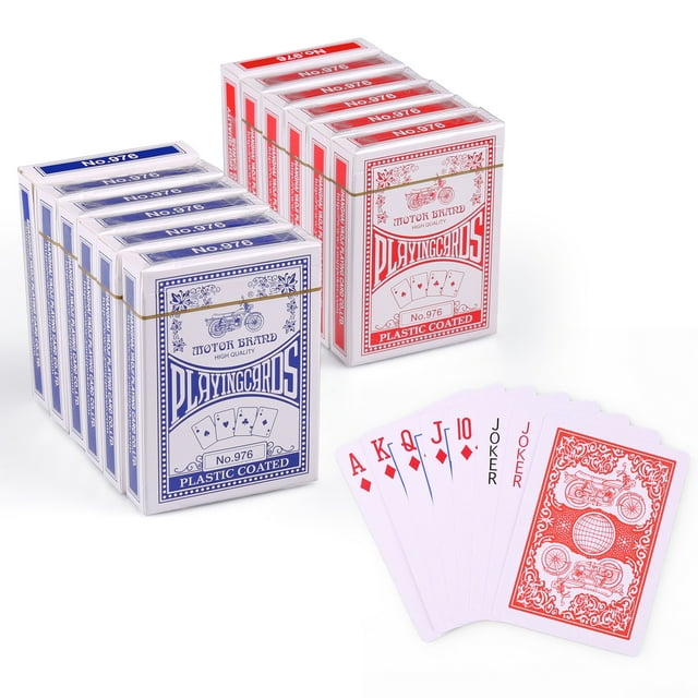 LotFancy 12 Decks Playing Cards, 6 Blue and 6 Red, Poker Size, Standard ...