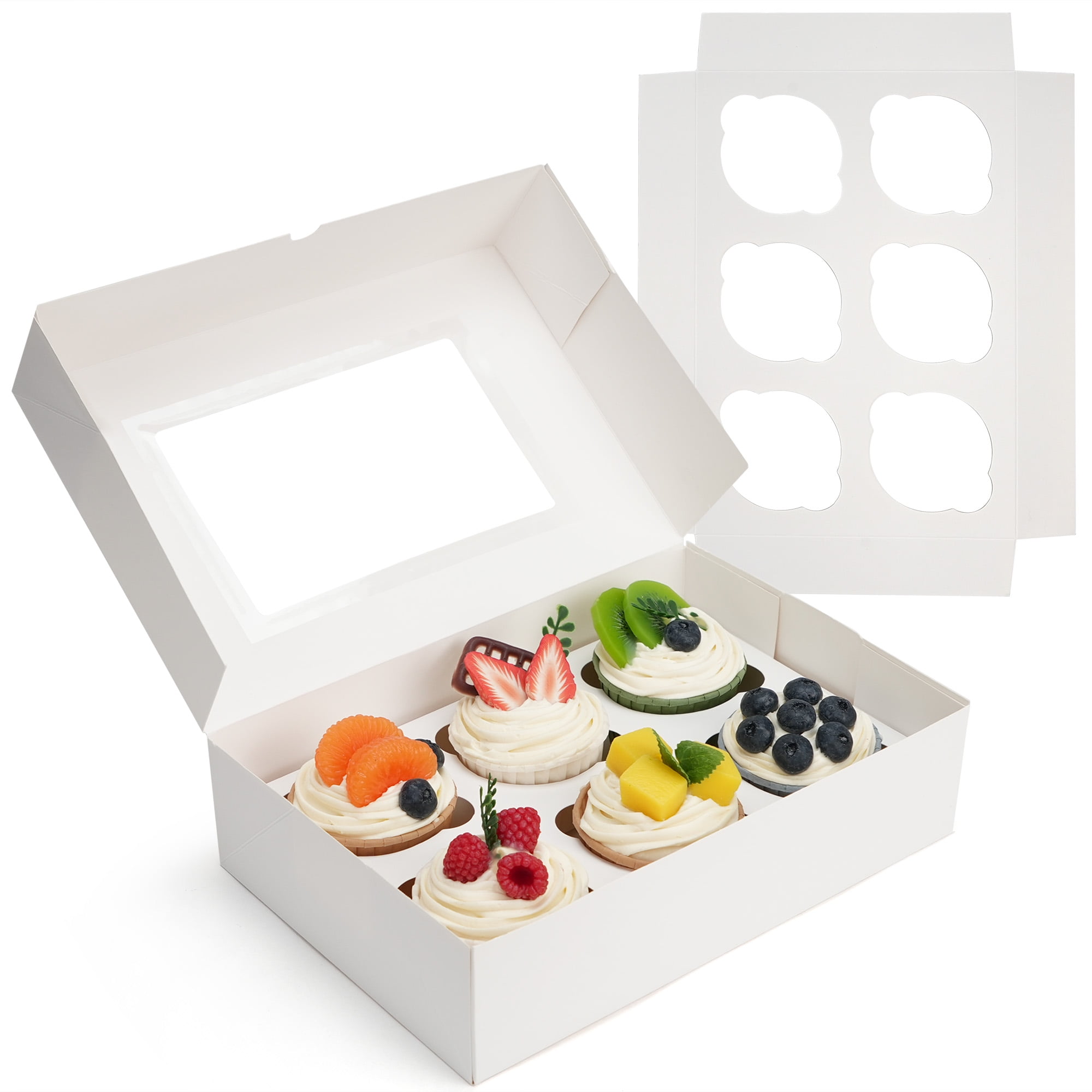 LotFancy 6 Count Cupcake Boxes, 12 Pack Bakery Containers with Window ...