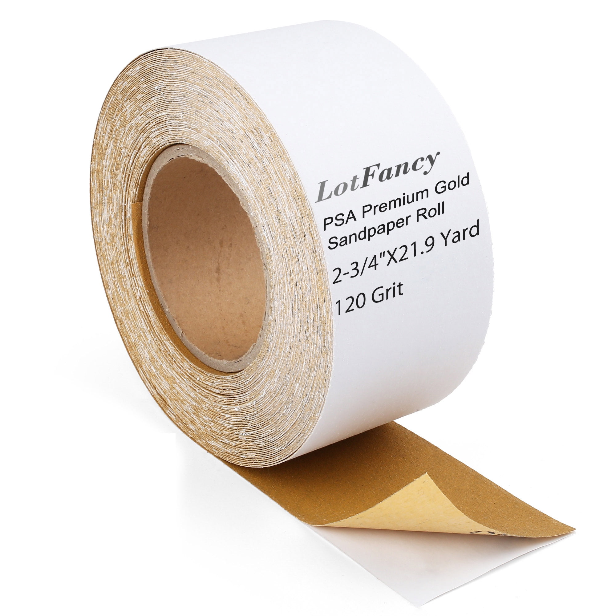 LotFancy 120 Grit PSA Sandpaper Roll, 2-3/4 in Wide by 21.9 Yard Long ...