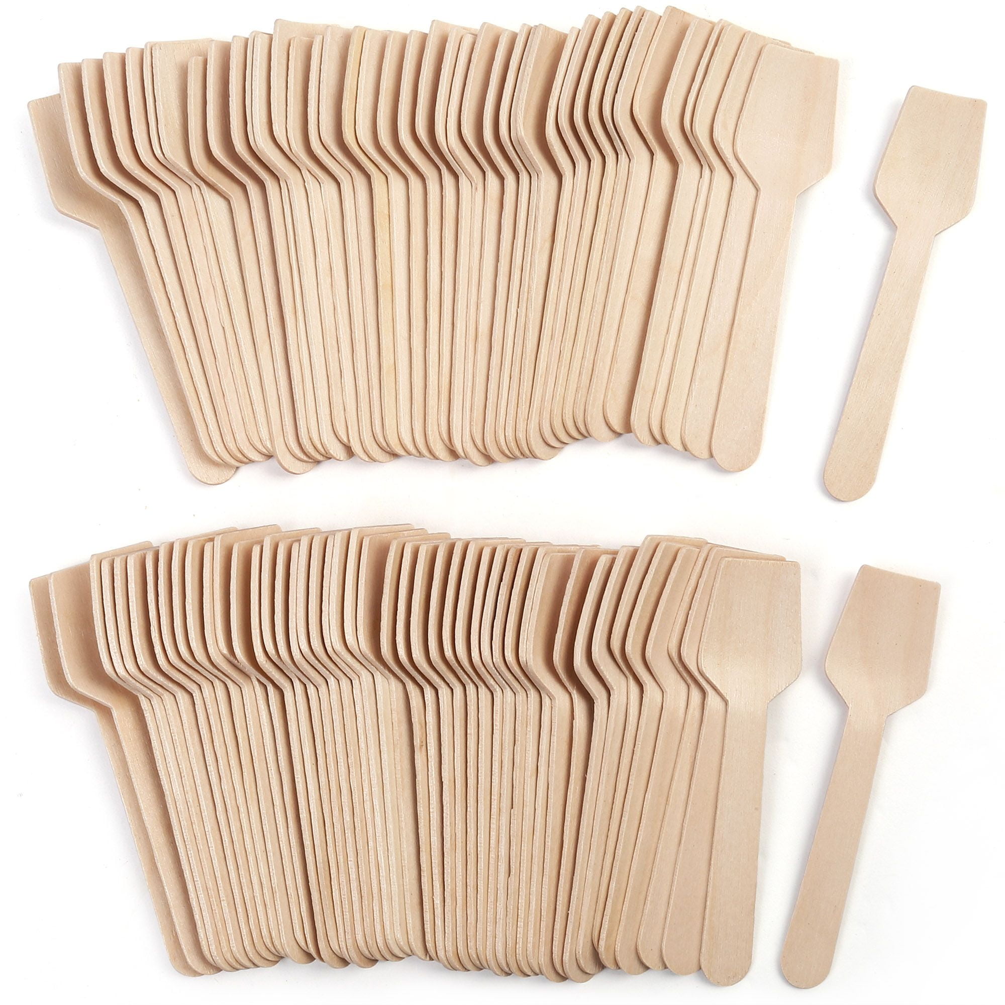 "LotFancy Mini Wooden Spoons 3.75"" Disposable Tasting Sample Spoon ...